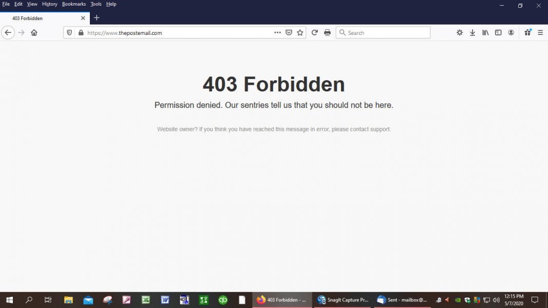 Fix Attempted for Annoying "Forbidden" Message - The Post & Email