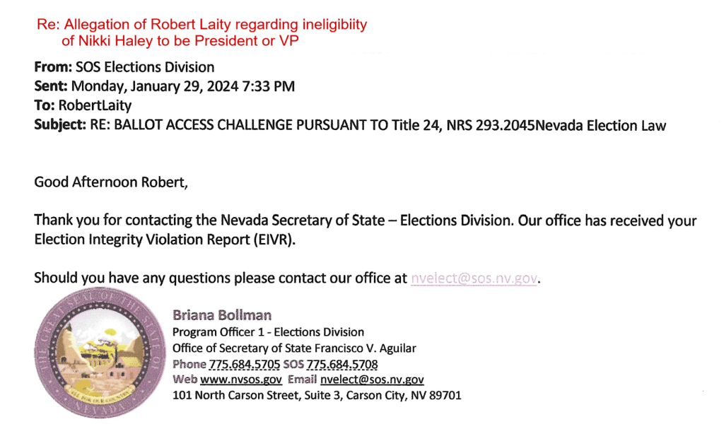 Election Complaint Filed in Nevada on "natural born Citizen" Issue ...